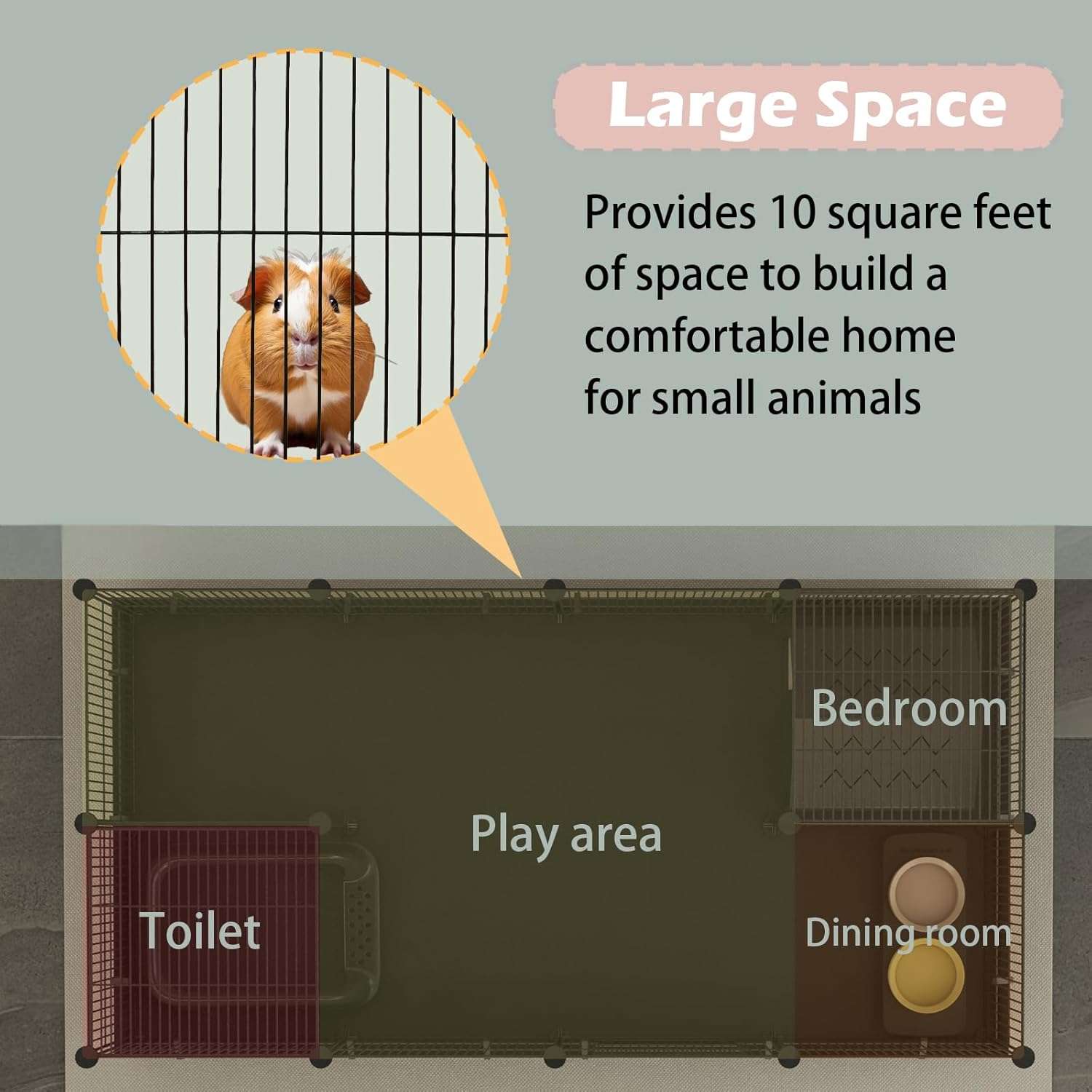 Jaula Modular Armable XL para Cuyes y Conejos | 142×71×35 cm | Forro ...