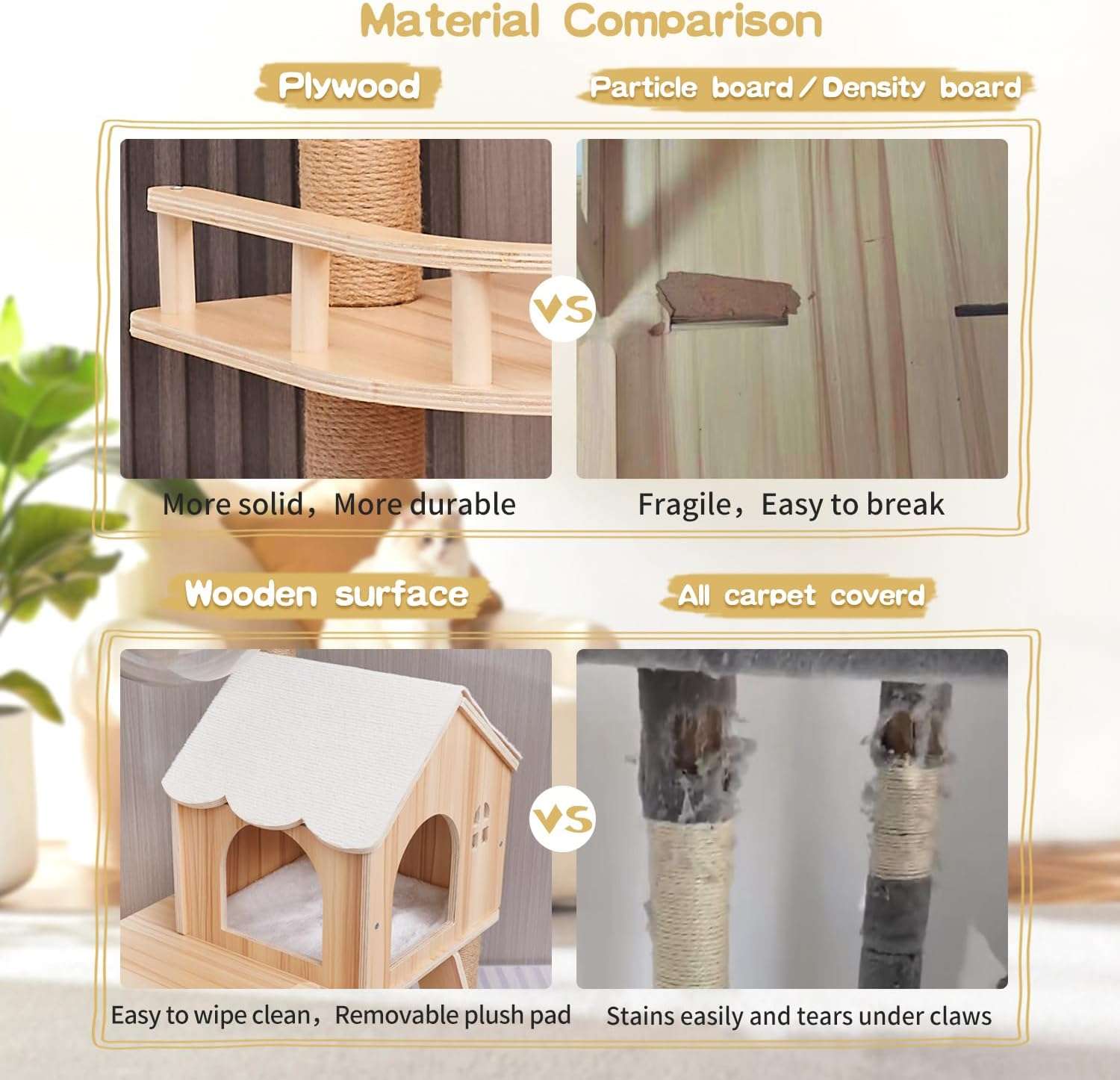 Torre para Gatos (54x40x120 cm) | Madera Contrachapada, Hamaca ...