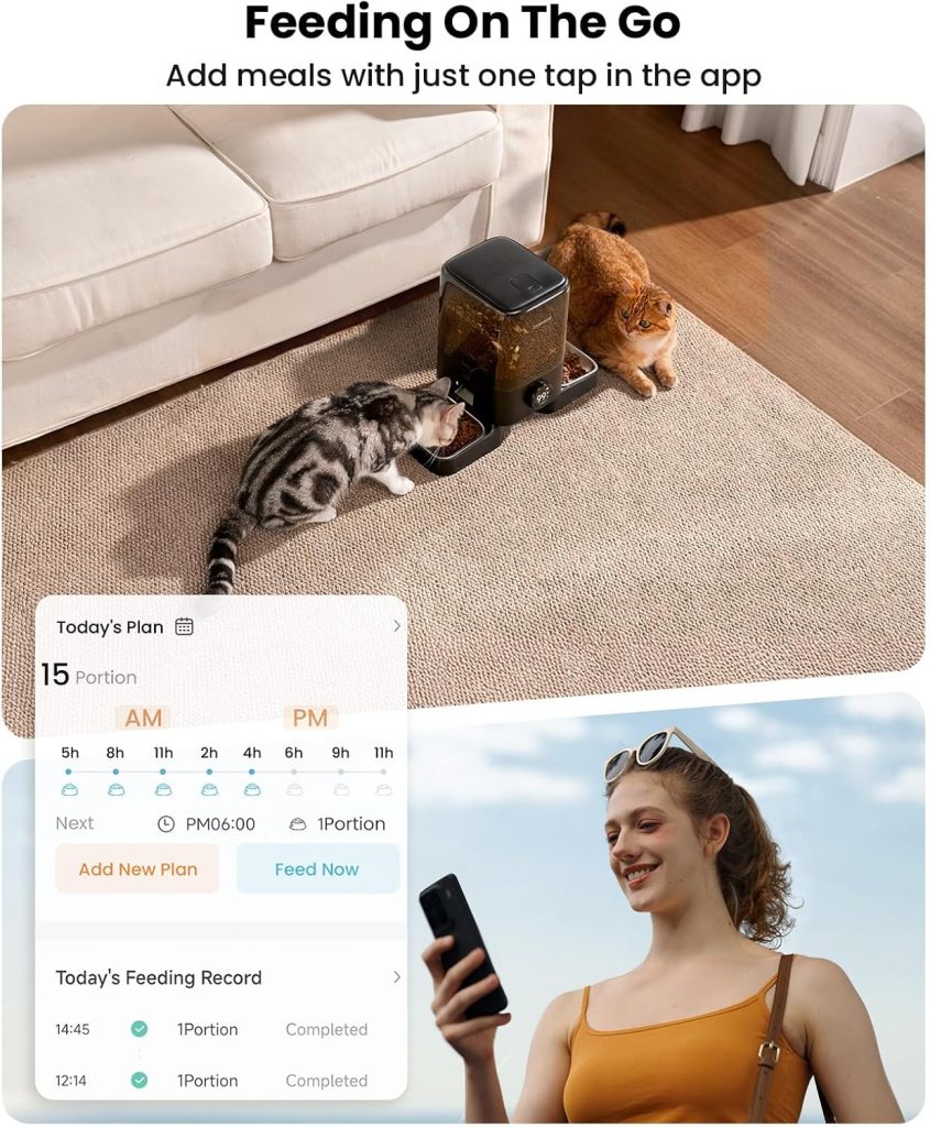 Comedero Automatico WiFi Inalambrico 2.3 kg con Doble Plato para 2 ...