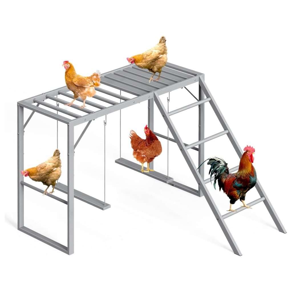 Juego y Percha para Gallinas 100 x 100 cm con 2 Columpios y 4 Niveles ...